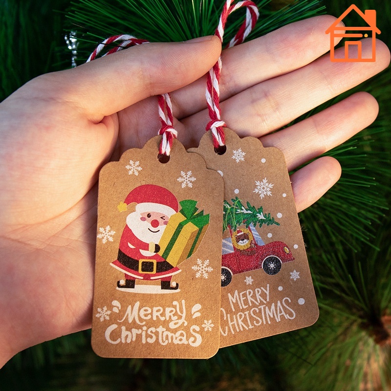 Christmas Kraft Paper Tag Card with Rope / Christmas Decorations Gift ...