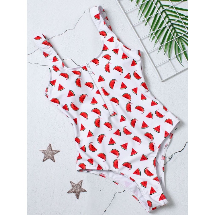 Watermelon Zipper Piece Swimsuit Sexy Bodysuit Female Bathing Suit ...