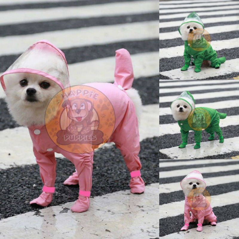 Full Pet Jumpsuit Raincoat with Built-in Shoes Dog Cat Rain Boots Coat ...