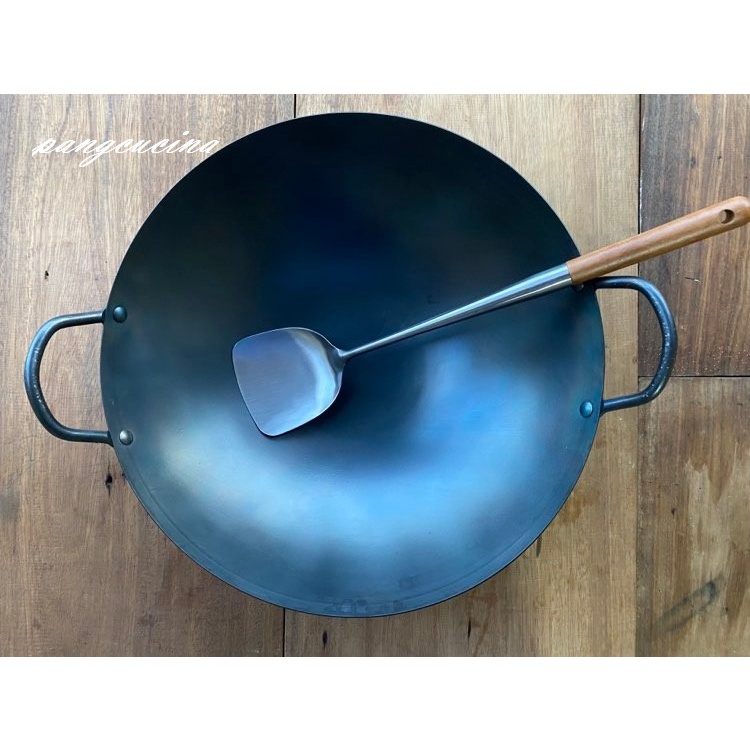 34cm/36cm/38cm/40cm/45cm Authentic Carbon Steel Chinese Wok Pan, Round ...