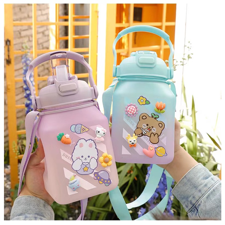 Gradient sugar cube kettle plastic straw sports cup Potbelly cup ...