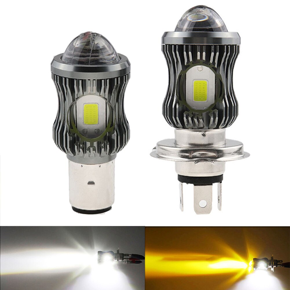 Motorcycle Headlight H4 BA20D H6 Bulbs Hi Lo beam Dual Color Moto P15D ...