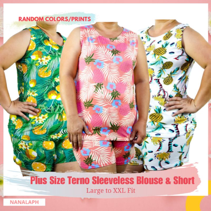 PLUS SIZE-Terno Sleeveless Tops and Shorts for Women [Large to XXL ...