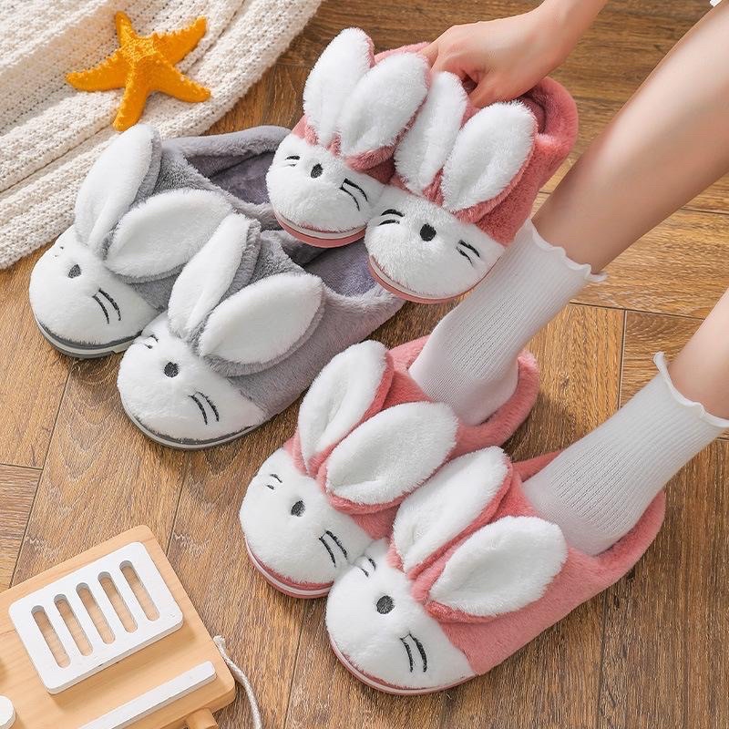 cartoon furry longears rabbit warm slippers cotton fashion slipper for ...