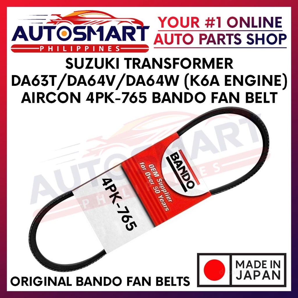 Suzuki Transformer DA63T/DA64V/DA64W K6A Aircon Fan Belt Bando Japan 4PK-765 4PK765 | Shopee ...