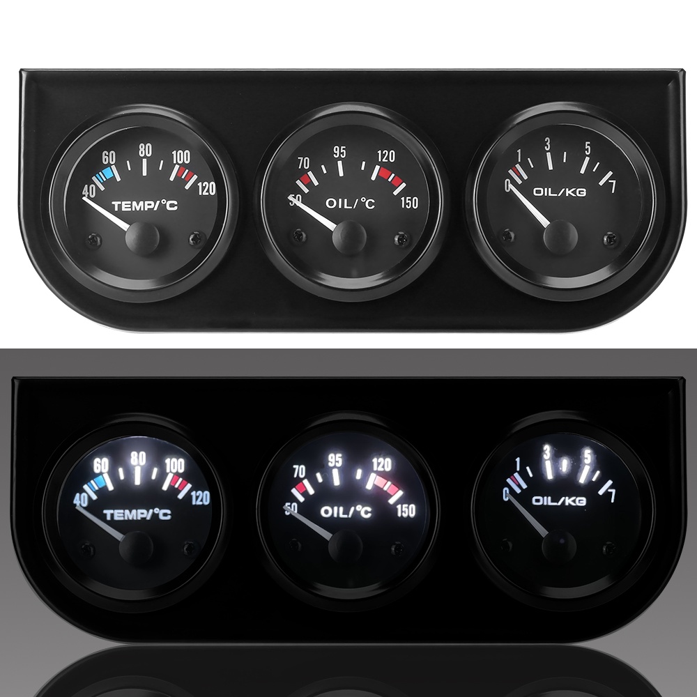 Oil Pressure Gauge with Sensor Universal 12V 2" 52mm 3 in 1 Car Meter ...