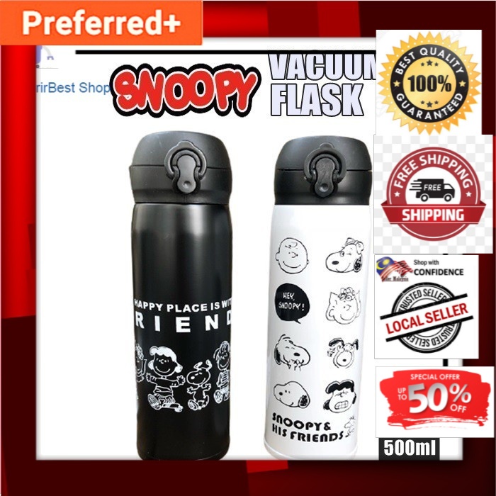 Snoopy Vacuum Flask 304 Stainless Steel Thermos Bottle Portable Bottle ...