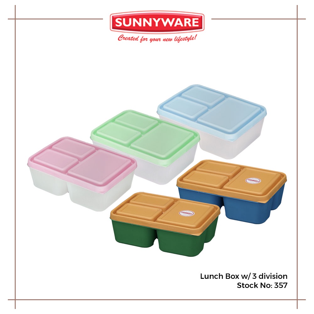 Sunnyware 357-A Lunch Box w/ 3 division-deluxe | Shopee Philippines