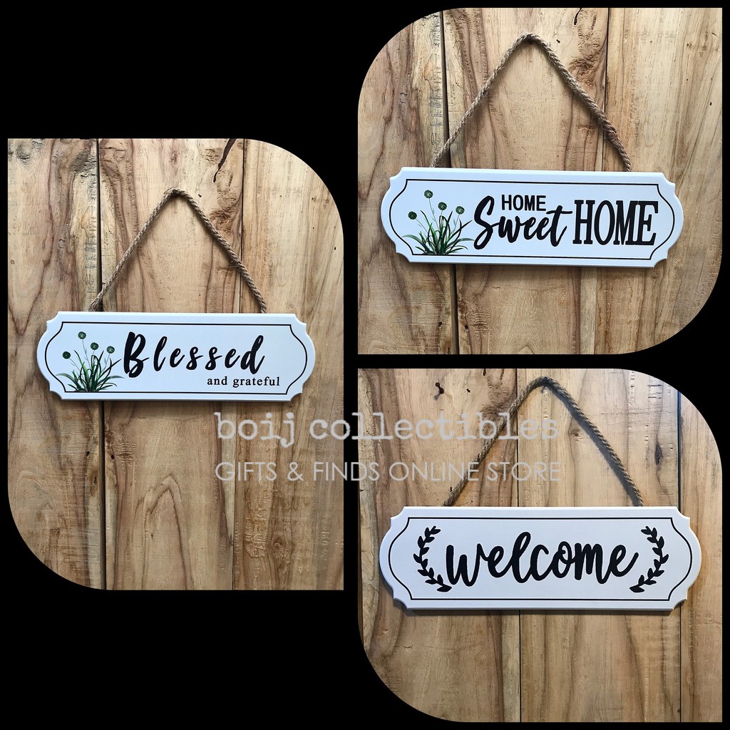 Wooden White Welcome/Blessed/Home Sweet Home RL-0132 Wall Hang Signage ...