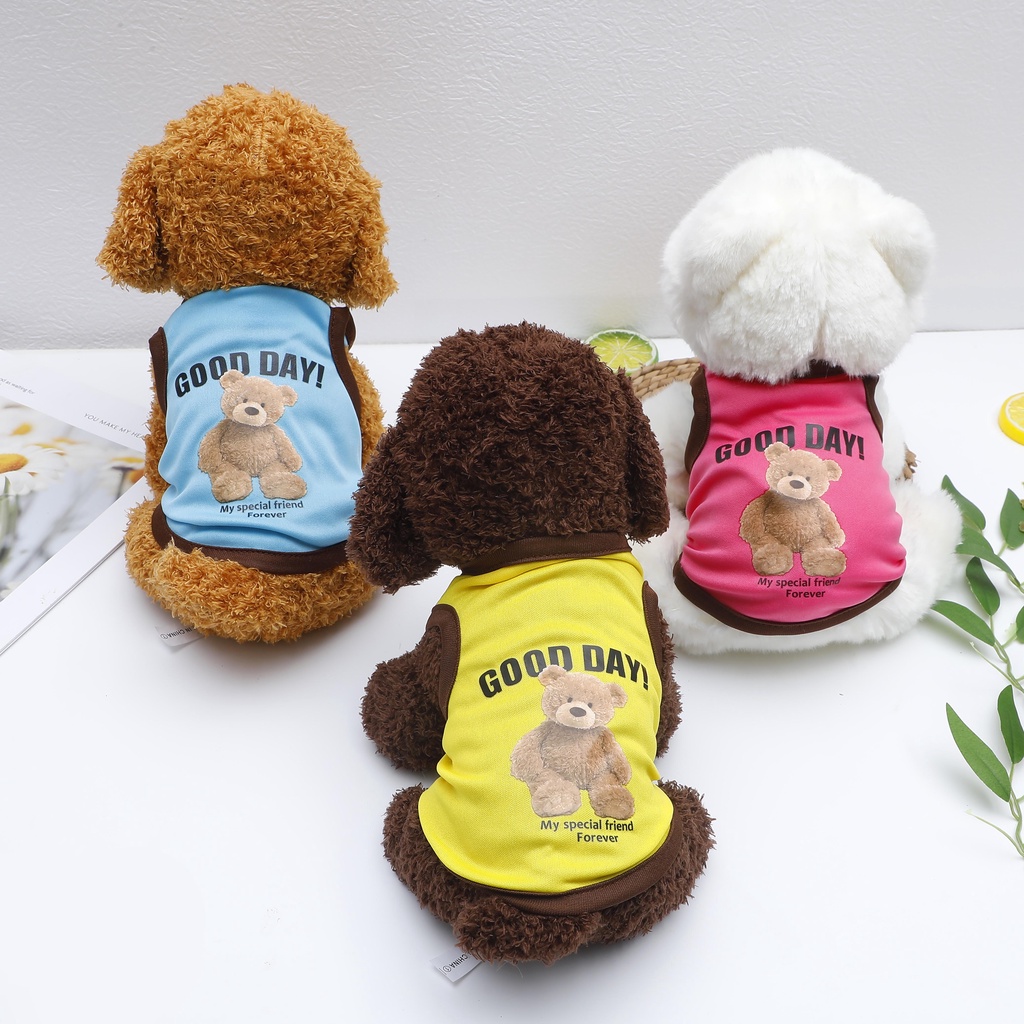Cartoon Bear Dog Clothes Cute Cotton Pet T-shirt Cats Vest for Puppy ...