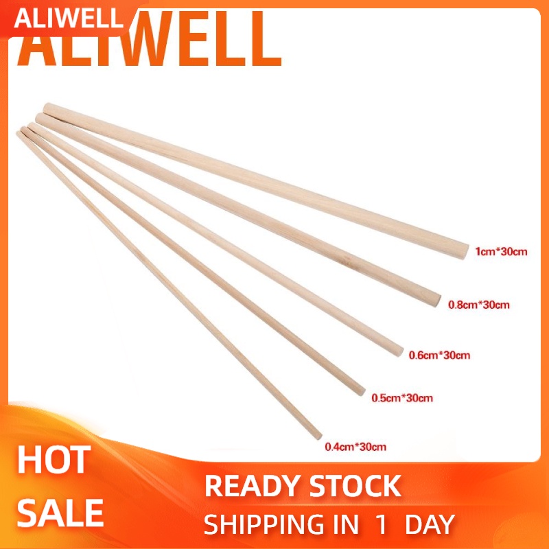 Aliwell 10pcs 30cm Long DIY Wooden Arts Craft Sticks Dowels Pole Rods ...