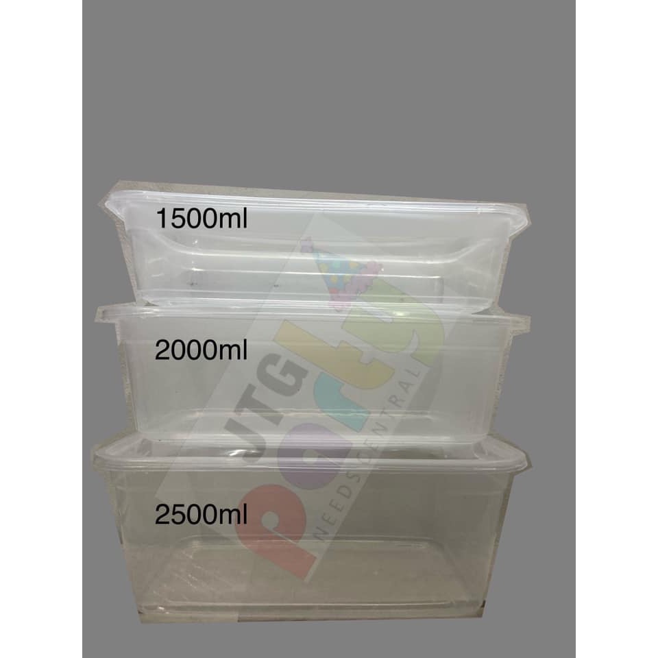 1500 mL | 2000mL | 2500mL - (5pcs) Rectangle Microwavable disposable plastic food container ...
