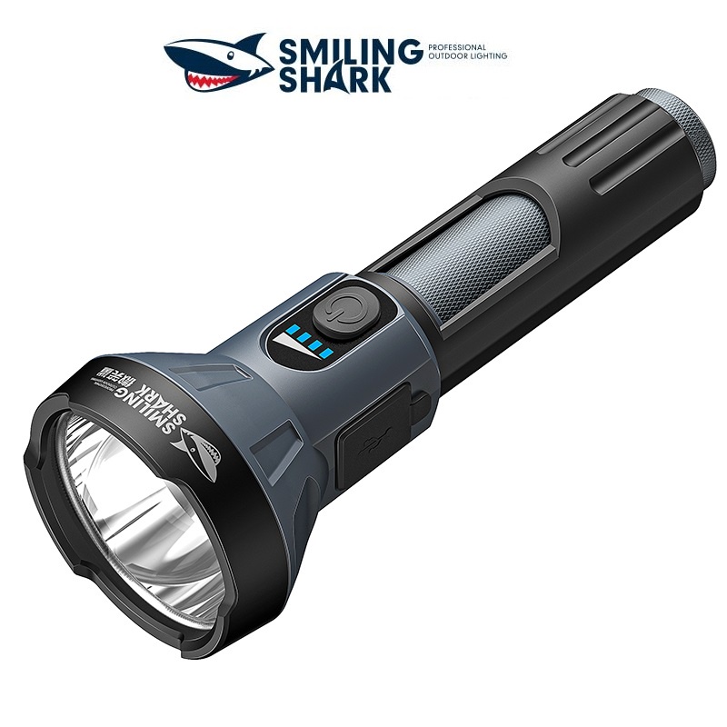 Smiling Shark Flashlight Led Cob Rechargeable Torch Light 18650 2200mAh ...
