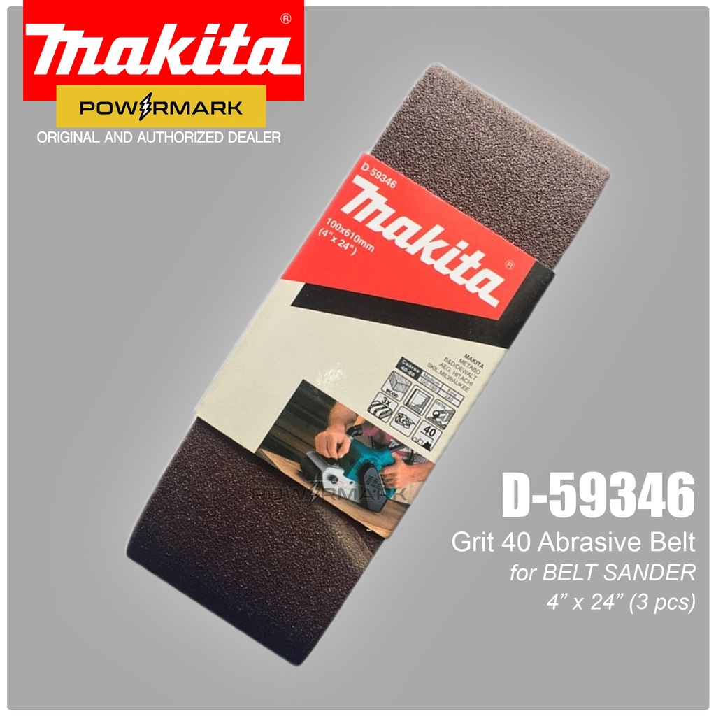 MAKITA D-59346 Abrasive Belt (4" x 24") 40 Grit, 3pcs for Belt Sander ...