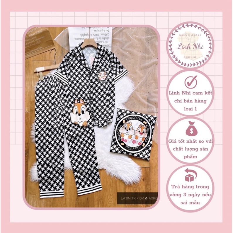 Women's latin silk pajamas with short sleeves and long pants with ...