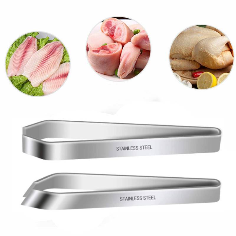 2pcs Fish Bone Tweezers Stainless Steel Flat Slant Tongs Pliers Hair ...