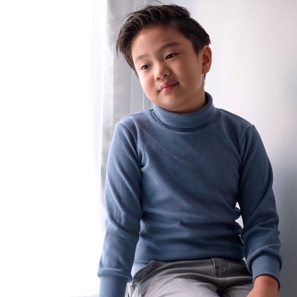 Boys and girls long sleeve turtleneck t-shirt High collar rib knit Top ...
