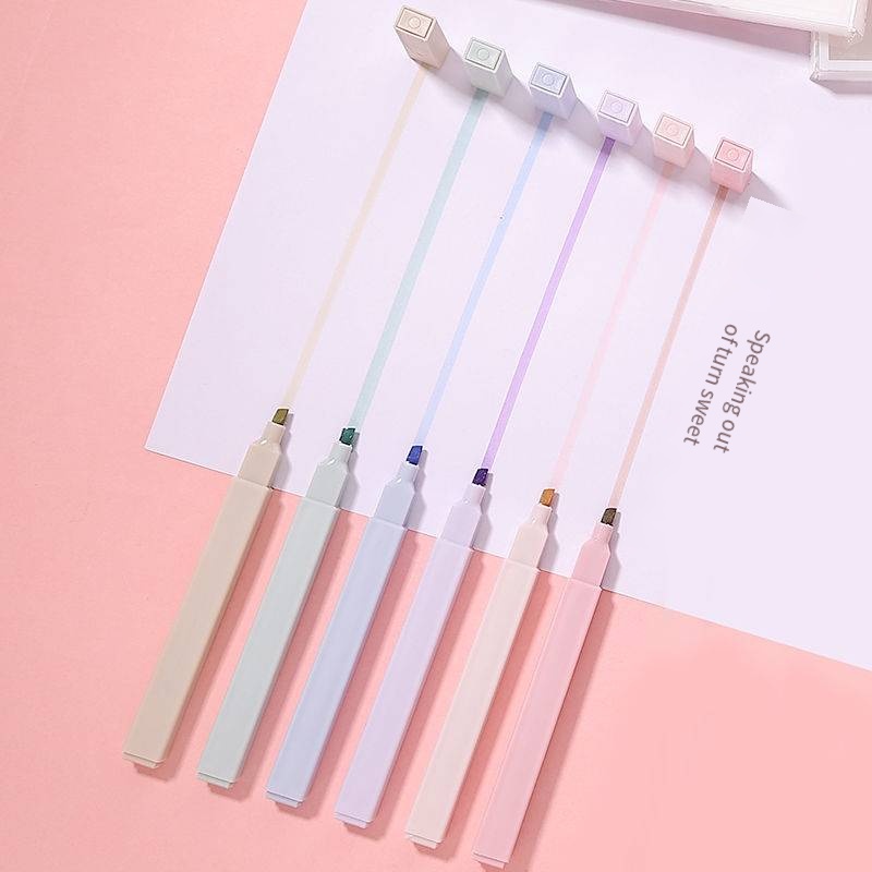 Morandi color highlighter eye care marker soft head marker student ...