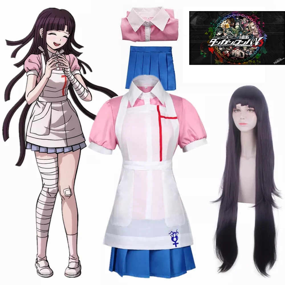 Anime Danganronpa Mikan Tsumiki Costume wig Bandage Halloween Carnival ...