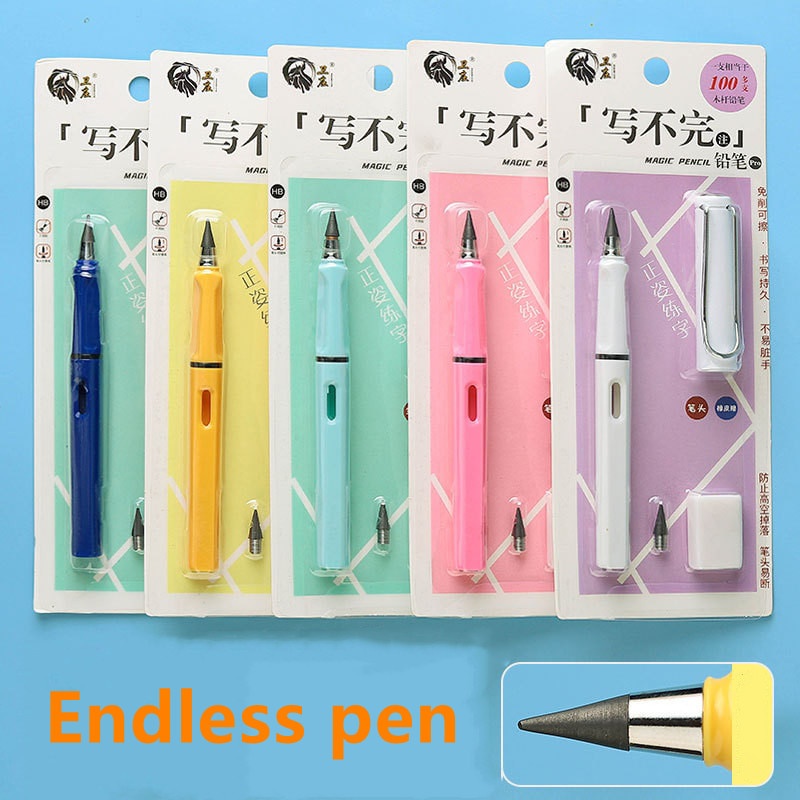 Black technology eternal HB pen Stationary set Student writing pen kid ...
