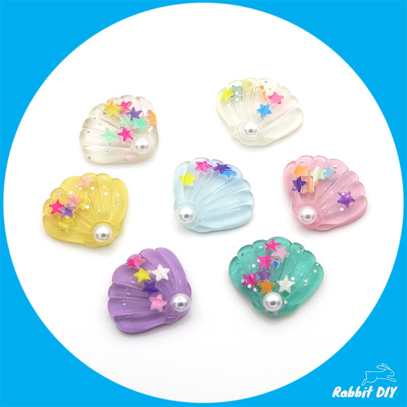 Clear Resin Shells And Pearls There Is A Star. New Lot (Pack Of 6 ...