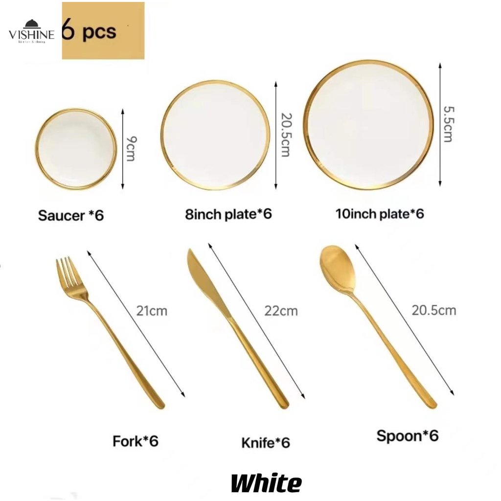 VISHINE Luxury Ceramic Tableware 12/36pcs Set 2/6person Combination ...