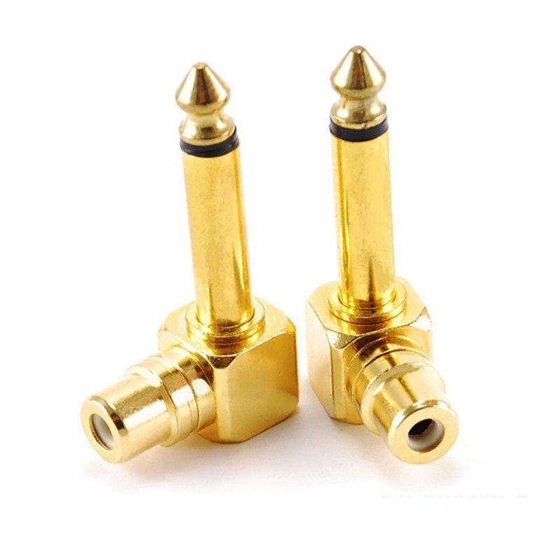 2-PACK RCA Female Jack to 1/4 inch Mono Male Plug Right Angle Audio ...