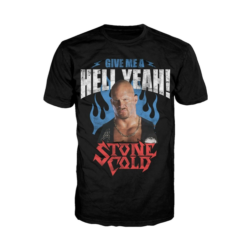 Wwe Stone Cold Steve Austin Hell Yeah Photo Men'S (Black Acid Wash ...
