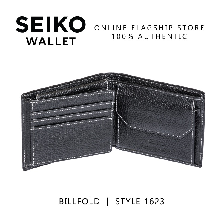 Seiko Wallet Genuine Leather Billfold (With Flap, Coin Pocket and RFID ...