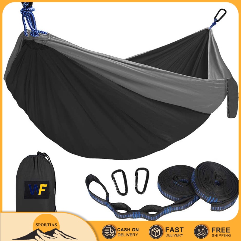 Outdoor portable hammock travel camping double hammock Duyan | Shopee ...
