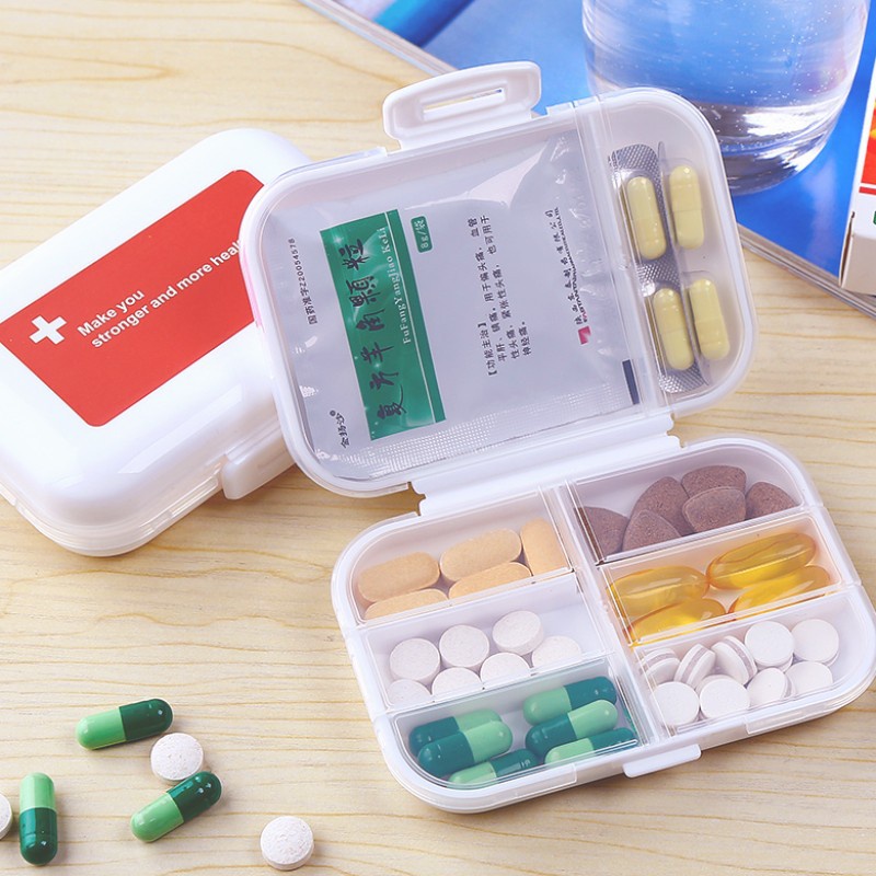 8 Compartment Pill Box Mini Pill Box Sealed Portable First Aid Kit ...
