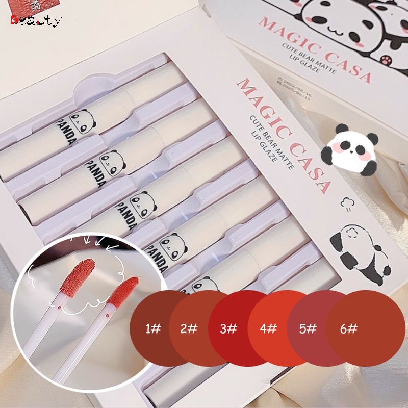 MAGIC CASA 6pcs/set Bear Velvet Matte Lip Glazes Silky Natural Long ...