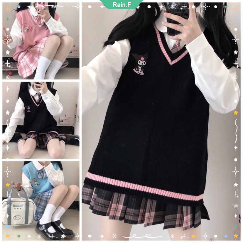 Sweater Vest Women Kawaii Cartoon Anime Sanrio Cinnamoroll My Melody ...