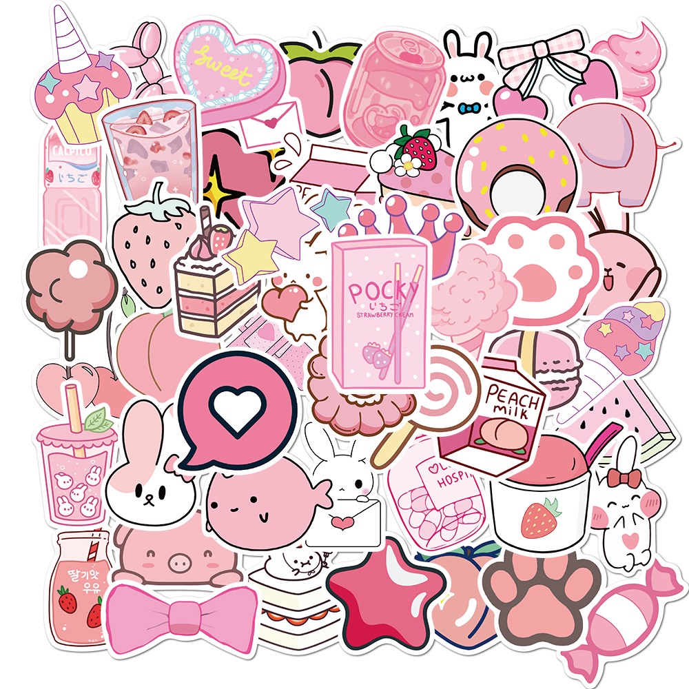 Mollystore Cute Pink Love/Candy Vinyl Sticker(50pcs/Pack) | Shopee ...