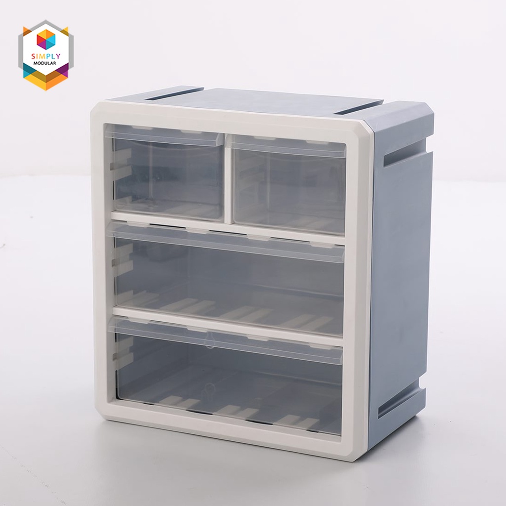 Simply Modular Qubit Quad Cube Mini Desktop Drawer with 4 Transparent ...