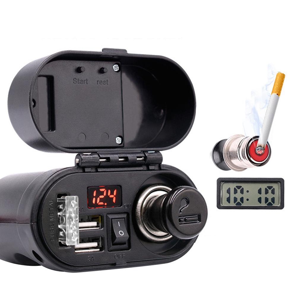 AND Motorcycle 12V Cigarette Lighter Dual USB Quick Charger Voltmeter ...