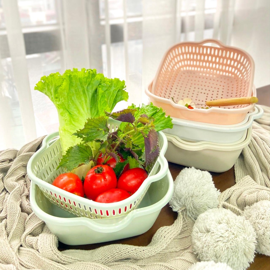 Song LONG Double Basket, Plastic Basket With Vegetable And Fruit Pots ...