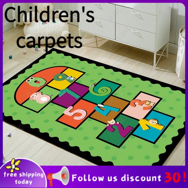 Se7ven Carpet Mat Cute Cartoon Children Kindergarten Digital Blue Green ...