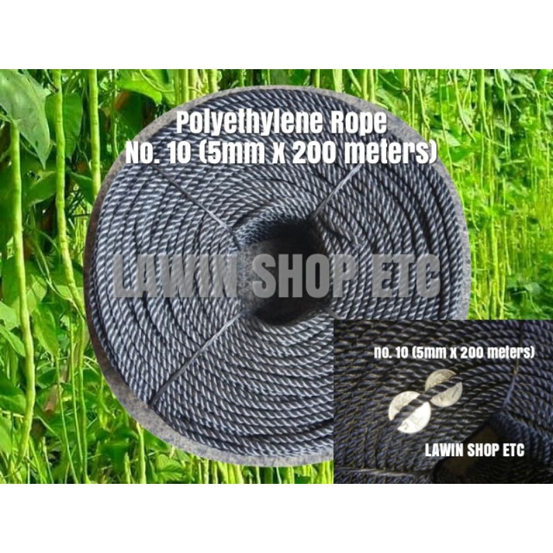 PE NYLON ROPE NO. 10 5mm x 200 meters Black Orange Green Rope Tali ...