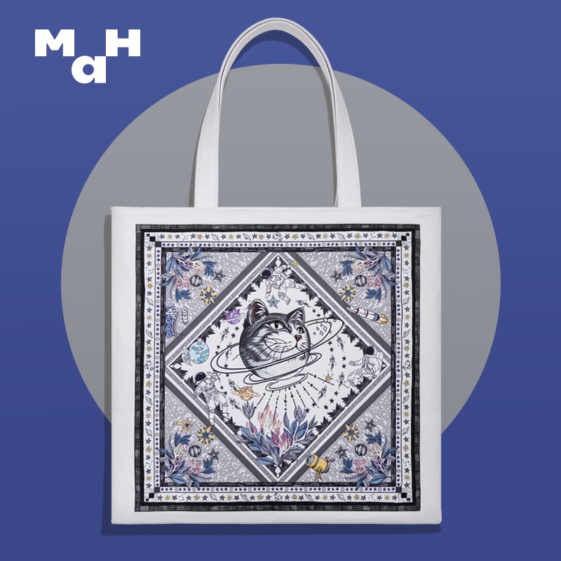 MAH Tote Bag Astronaut Style Illustration Large Capacity Canvas Hand ...