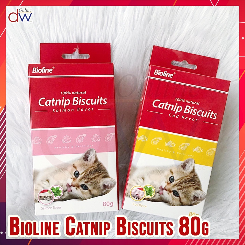 Bioline Catnip Biscuits 100% Natural Cat Treats 80g (Salmon Flavor ...