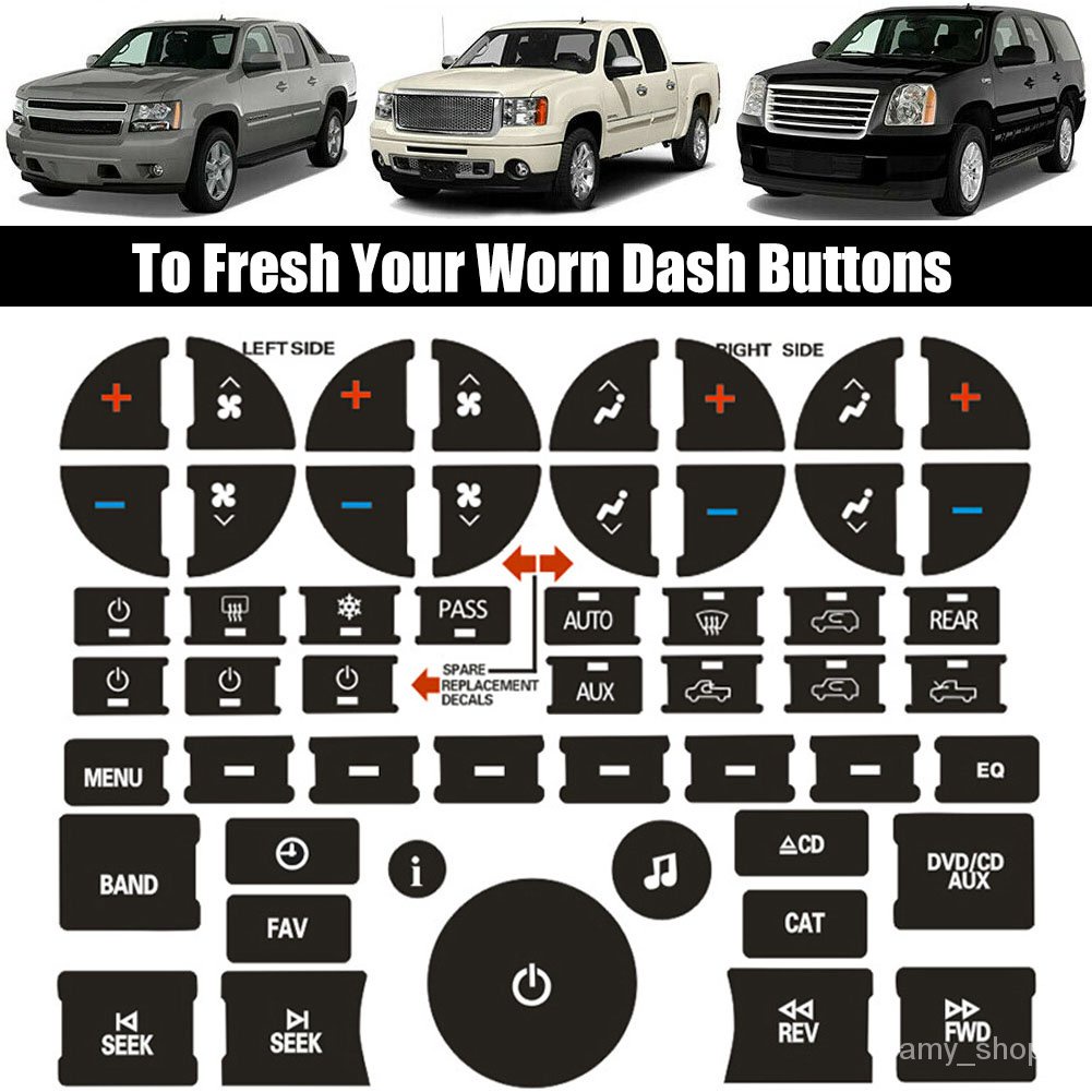 2 Sheets Car Interior Stickers AC Control Radio Dash Button Dashboard ...