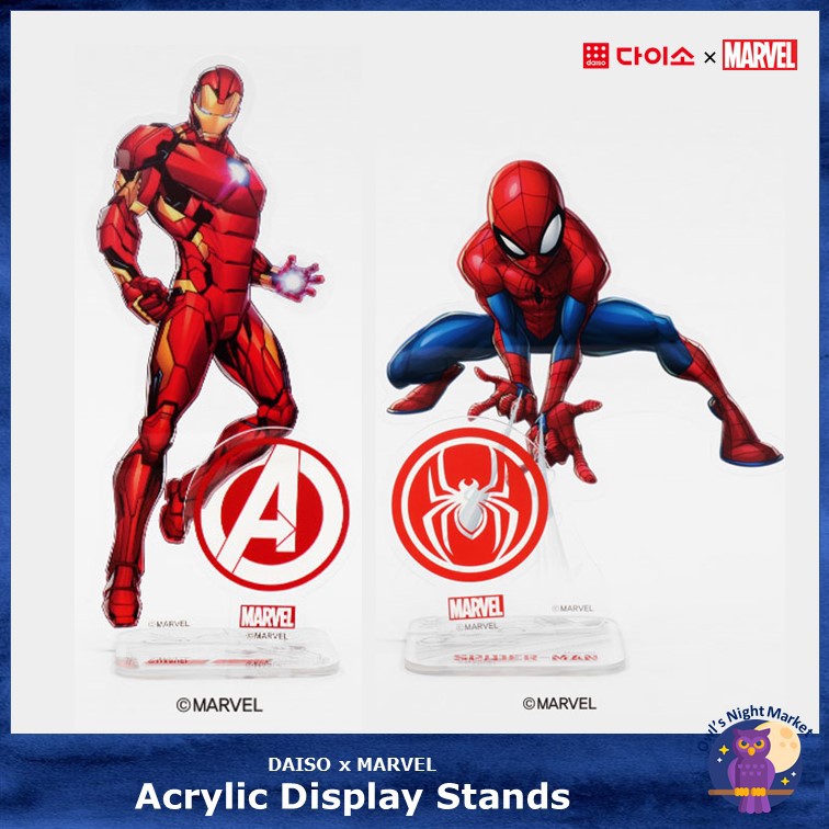DAISO x MARVEL Acrylic Stand Figure Model Toys IRON MAN / SPIDER MAN ...
