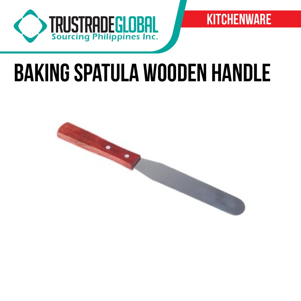 Baking Spatula Wooden Handle Stainless Steel Wooden Handle Straight ...
