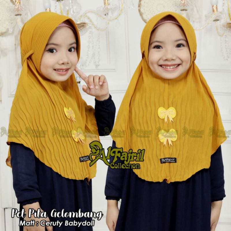 Hijab kids hijab children hijab hijab PLISKET WAVE RIBBON al fajril ...