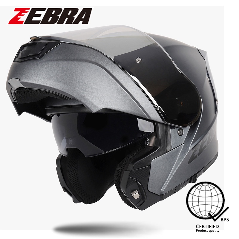 Zebra 869 Plain Full Face Motorcycle Helmet With Double Visor Free ...