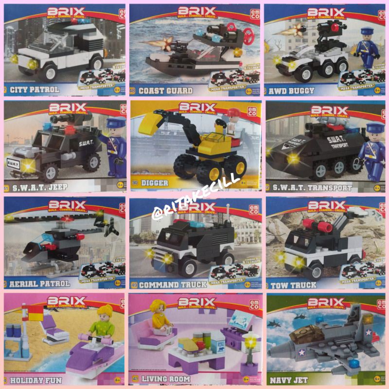 Emco Brix Coast Guard Police Car Tow truck City Patrol Toys Brix for ...