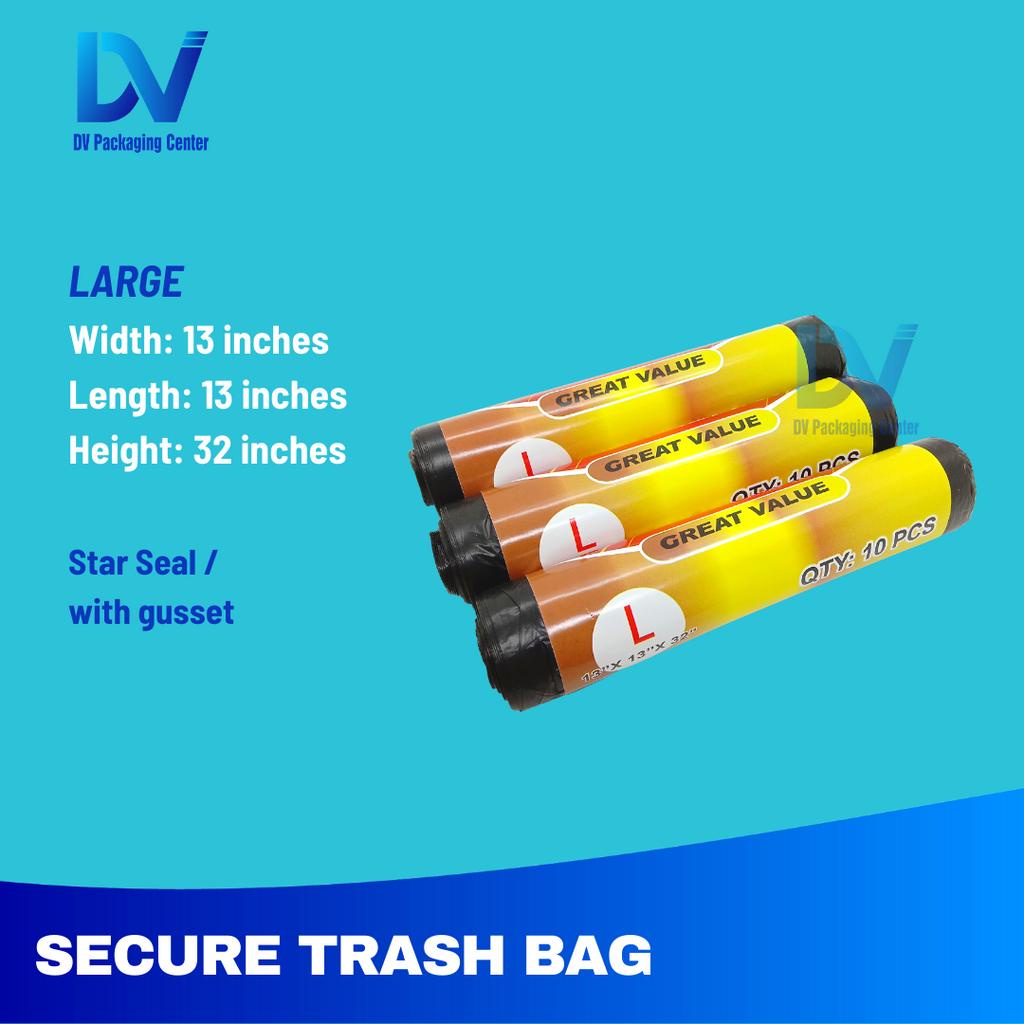Secure Trash Bag - Black (1 Roll x 10pcs) | Shopee Philippines