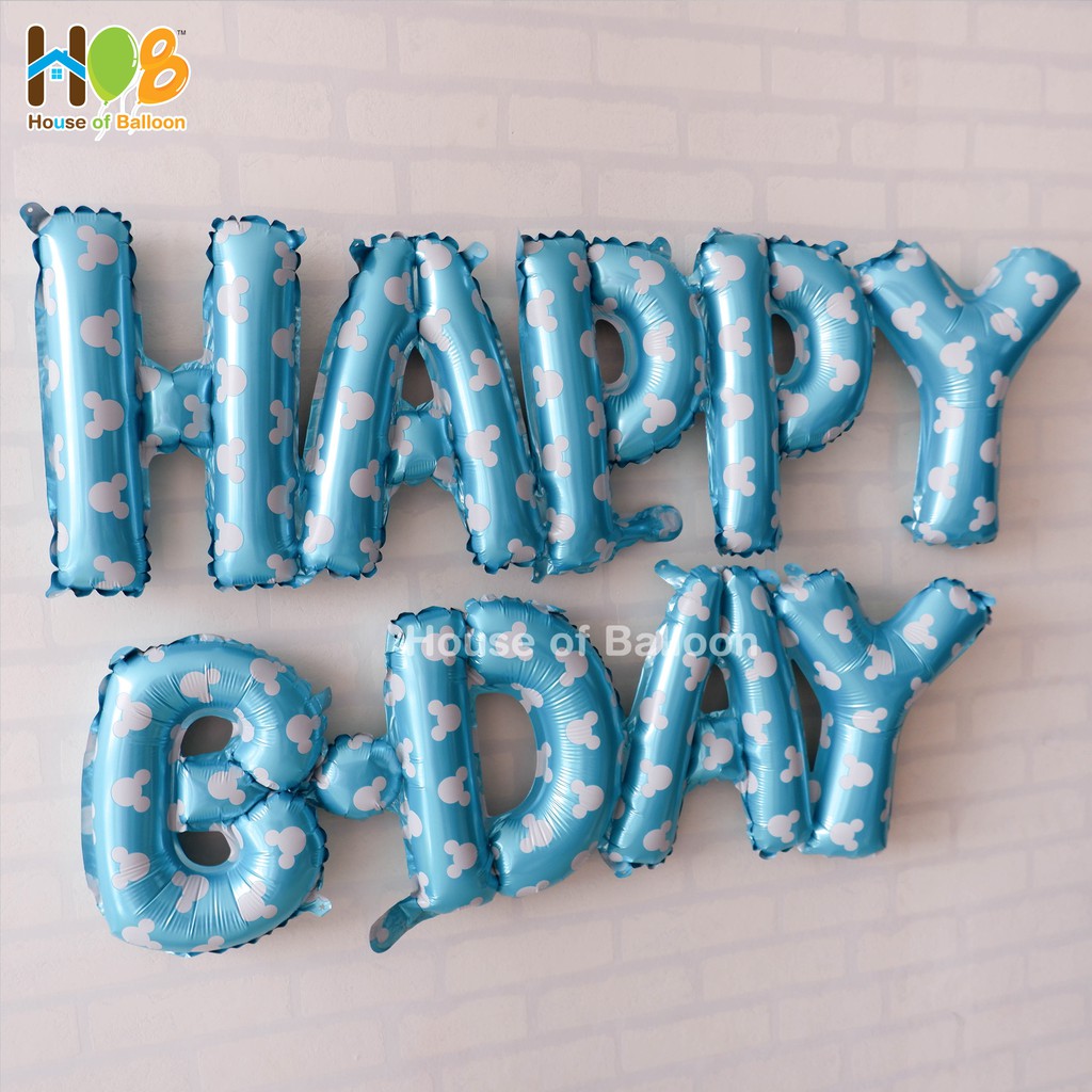 HAPPY BDAY Letter Foil Balloon Set Birthday Pink Blue Silver | Shopee ...