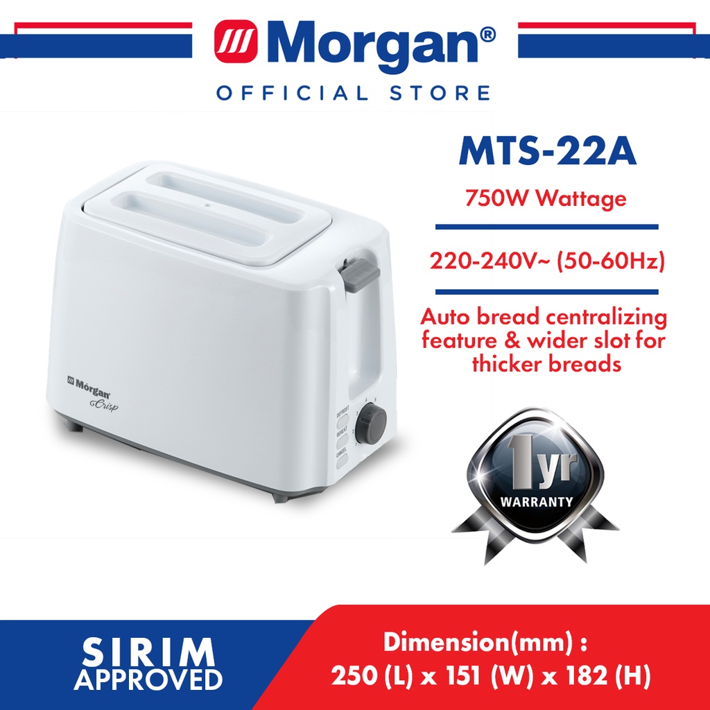 Morgan Bread Toaster 2 Slice MTS-22A NDGF | Shopee Philippines